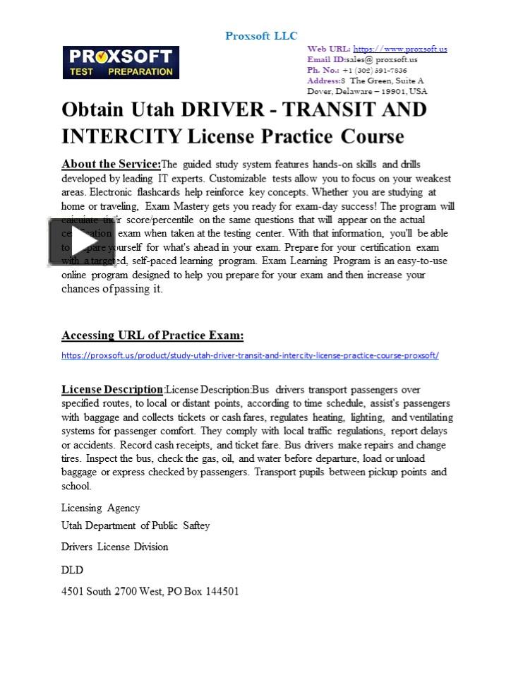 PPT – Obtain Utah DRIVER - TRANSIT AND INTERCITY License Practice ...