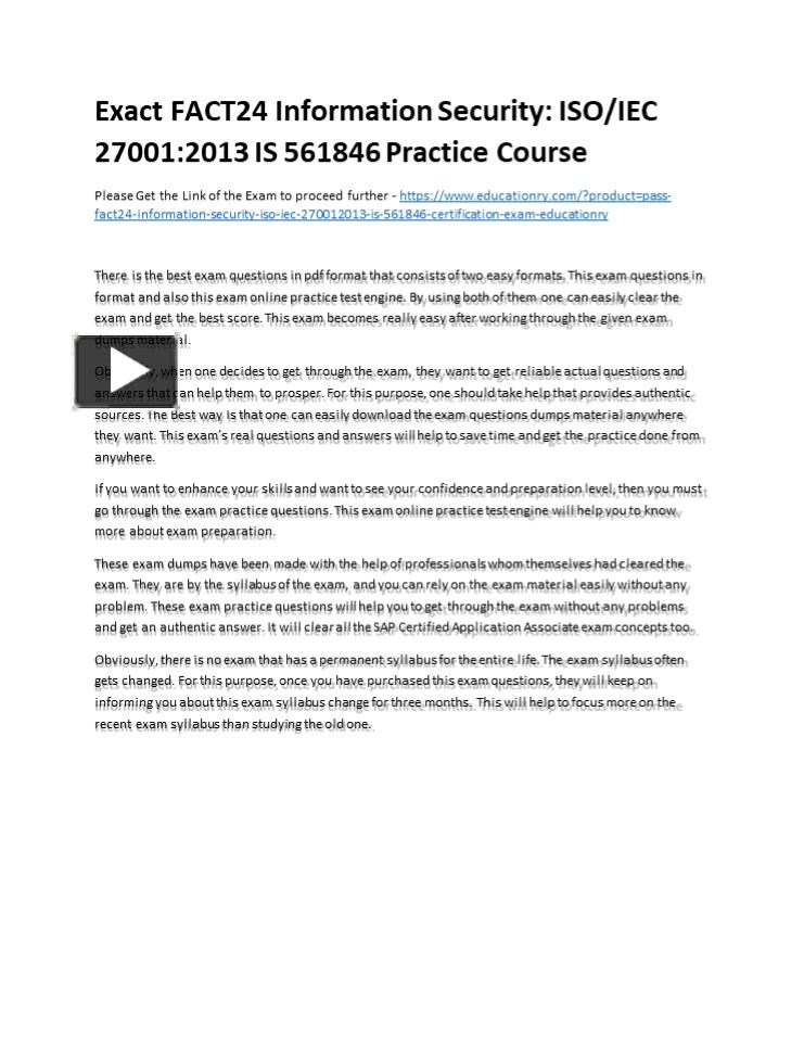 PPT – Exact FACT24 Information Security: ISO/IEC 27001:2013 IS 561846 ...