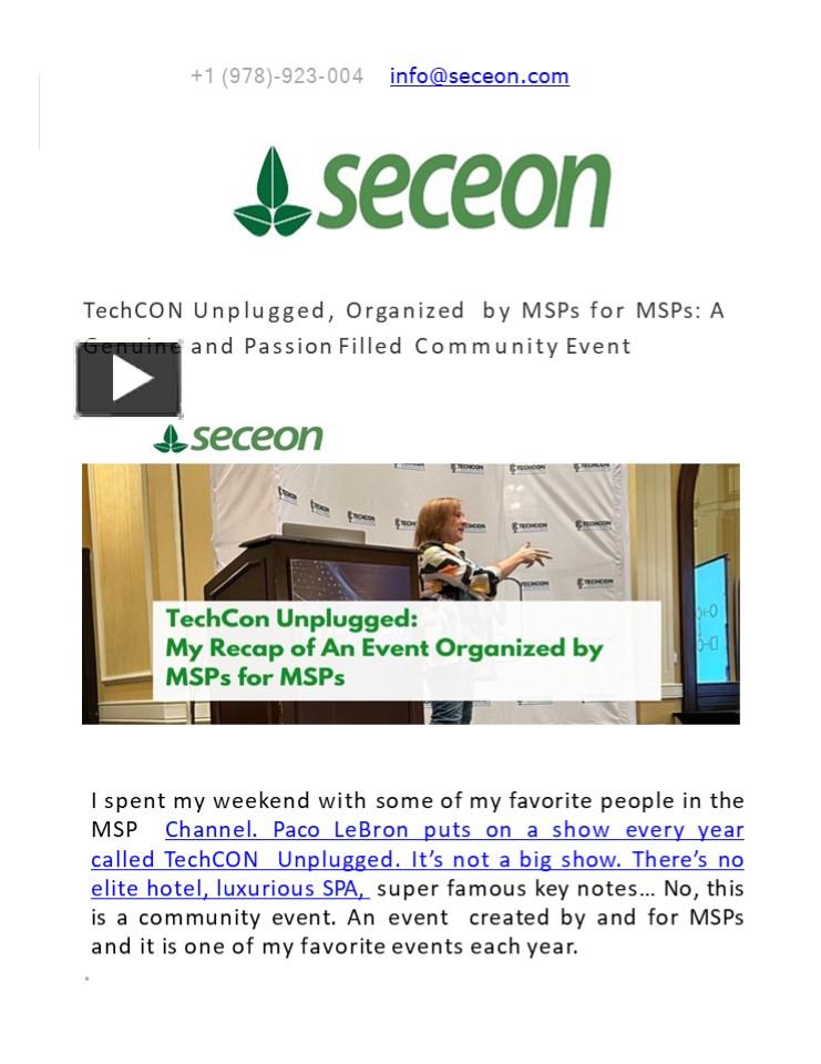 PPT – TechCON Unplugged, Organized by MSPs for MSPs: A Genuine and ...