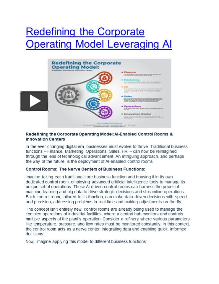 Redefining the Corporate Operating Model Leveraging AI presentation ...