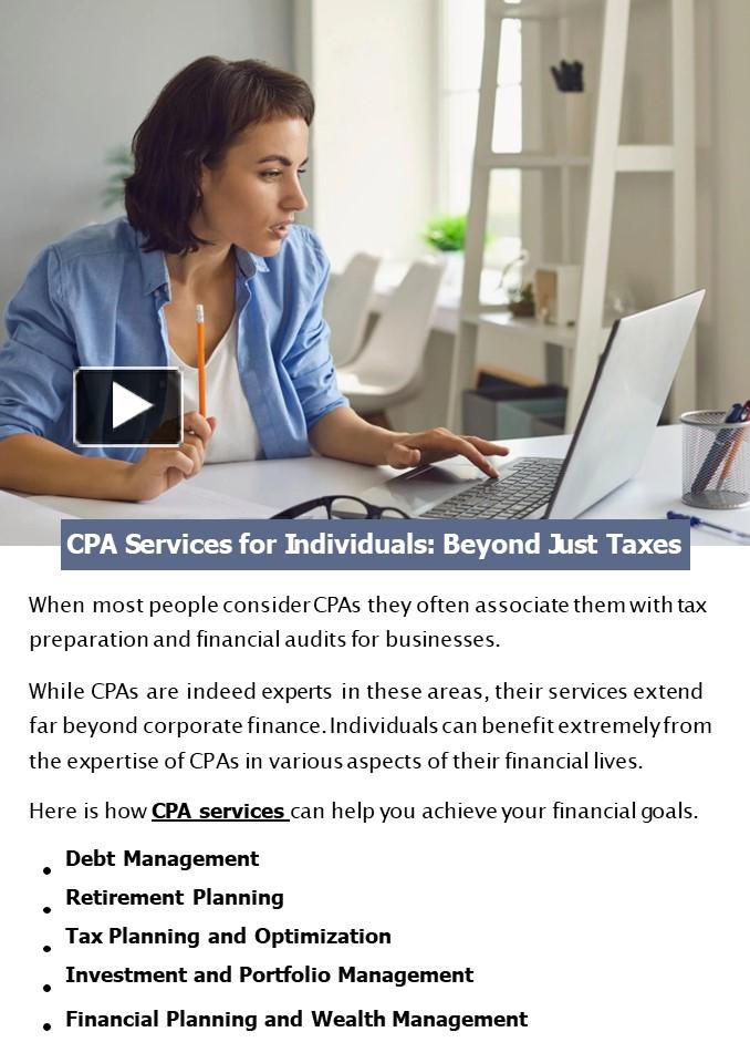 CPA Services for Individuals: Beyond Just Taxes presentation | free to ...