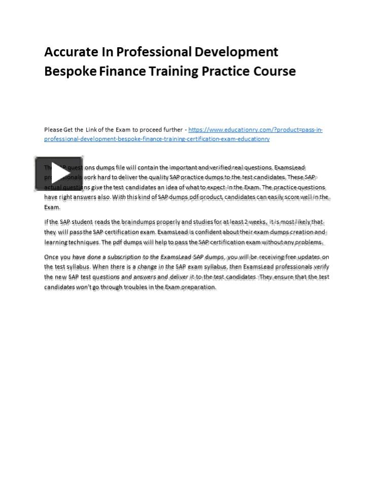 Accurate In Professional Development Bespoke Finance Training Practice ...