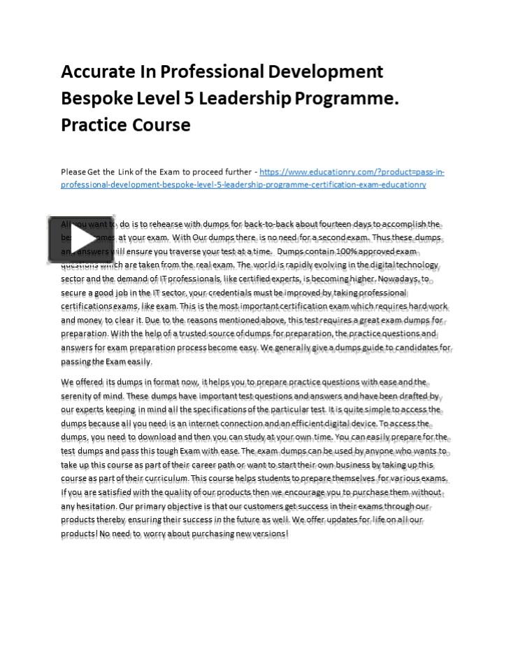 PPT – Accurate In Professional Development Bespoke Level 5 Leadership ...