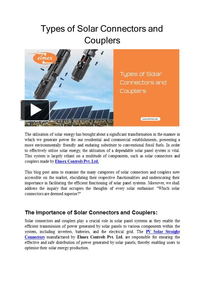 PV Solar Straight Inline Fuse Connectors presentation | free to download