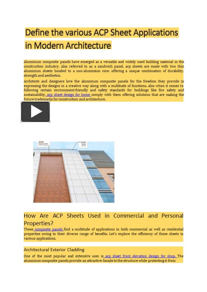 PPT – Define the various ACP Sheet Applications in Modern Architecture ...