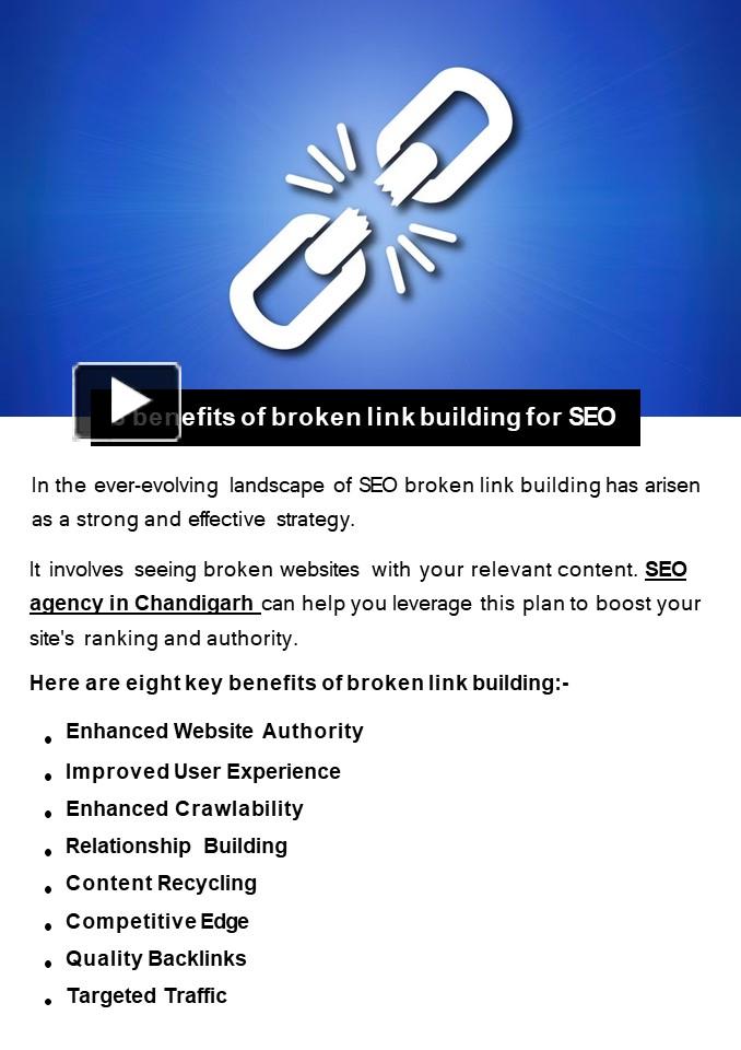 8 benefits of broken link building for SEO presentation | free to download