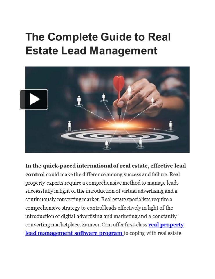 The Complete Guide to Real Estate Lead Management presentation | free ...