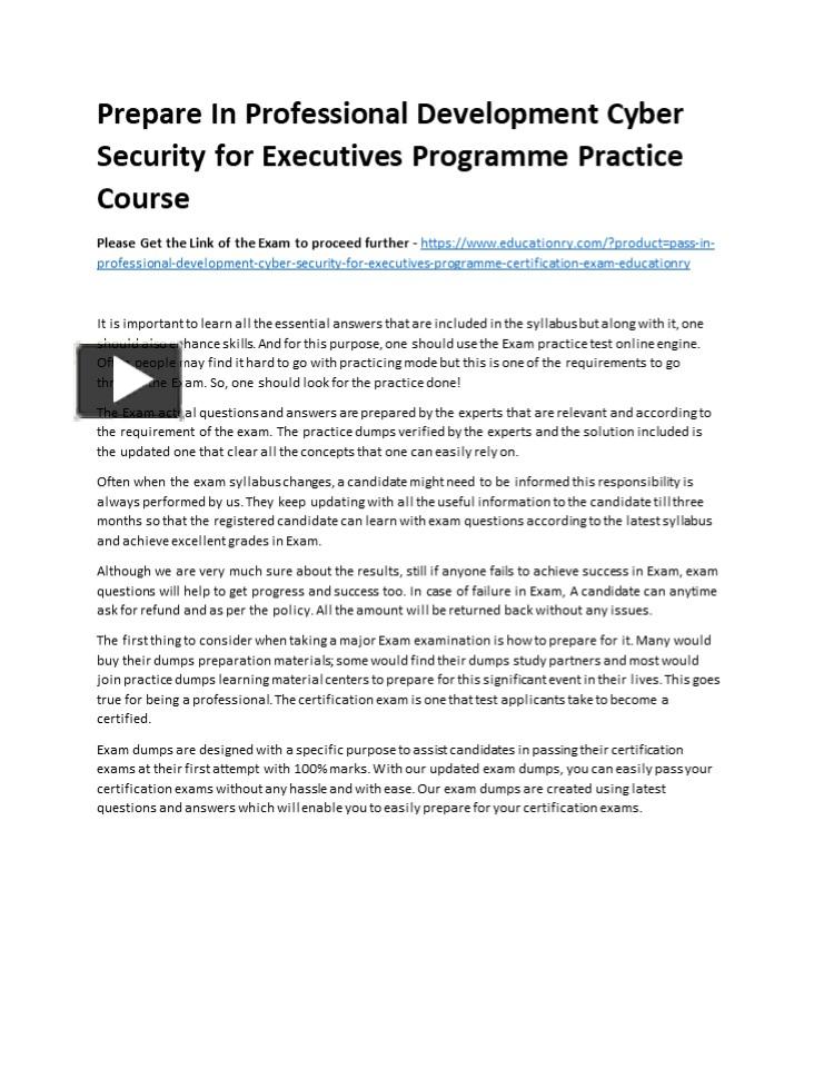 Prepare In Professional Development Cyber Security for Executives ...