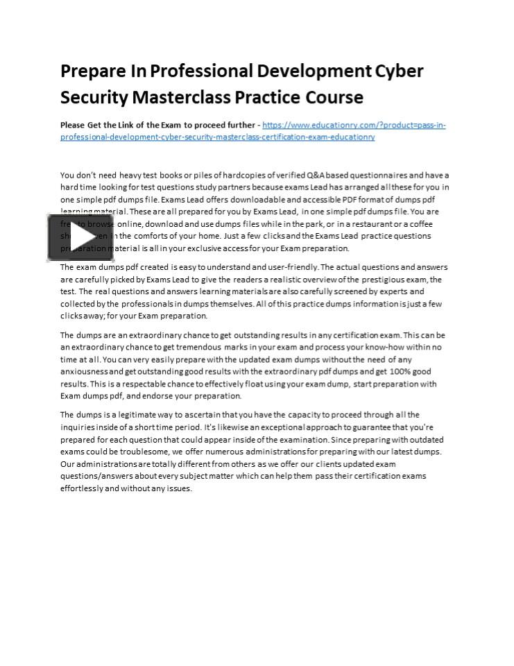 PPT – Prepare In Professional Development Cyber Security Masterclass ...
