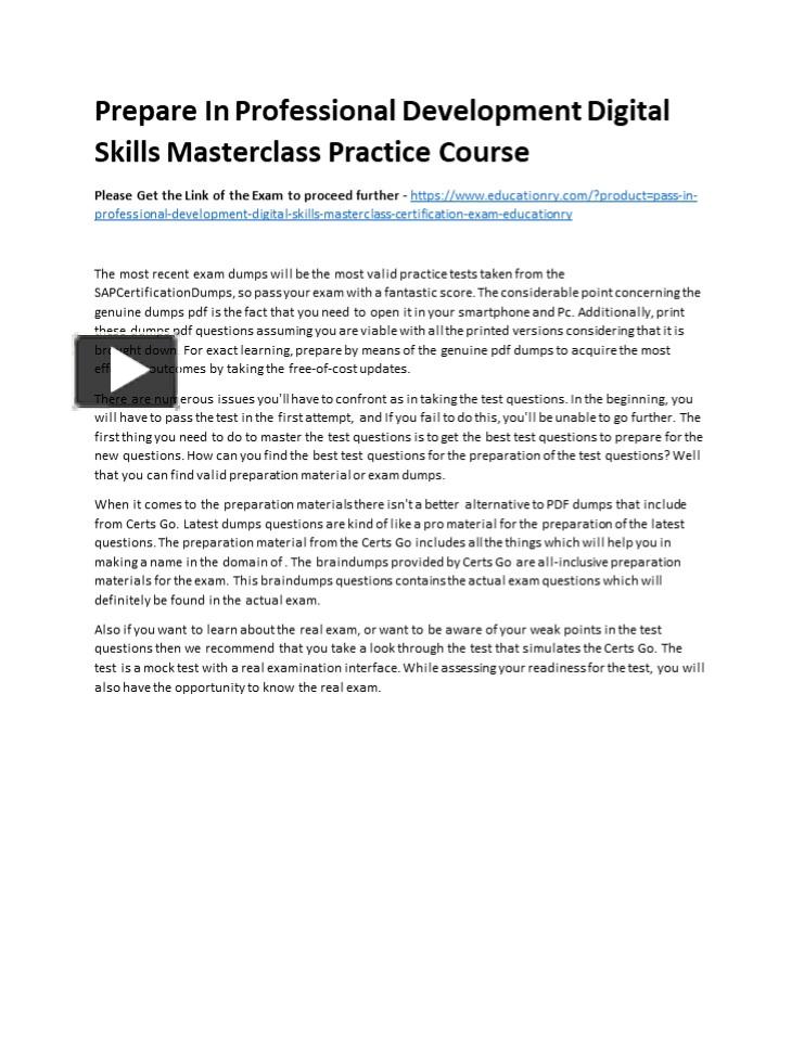 PPT – Prepare In Professional Development Digital Skills Masterclass ...