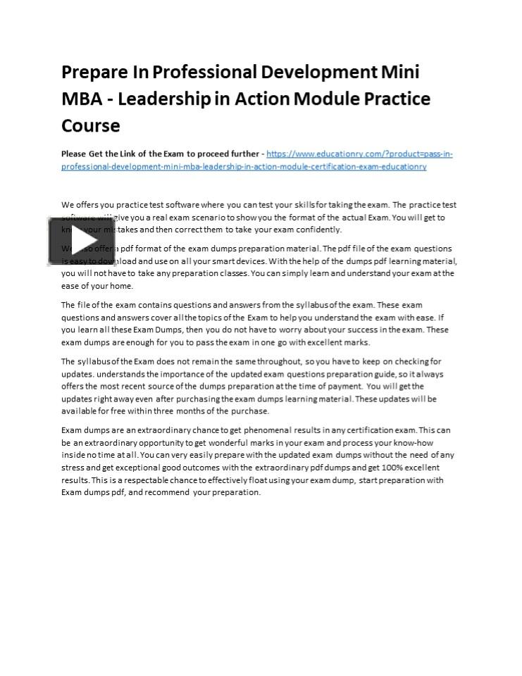 PPT – Prepare In Professional Development Mini MBA - Leadership in ...