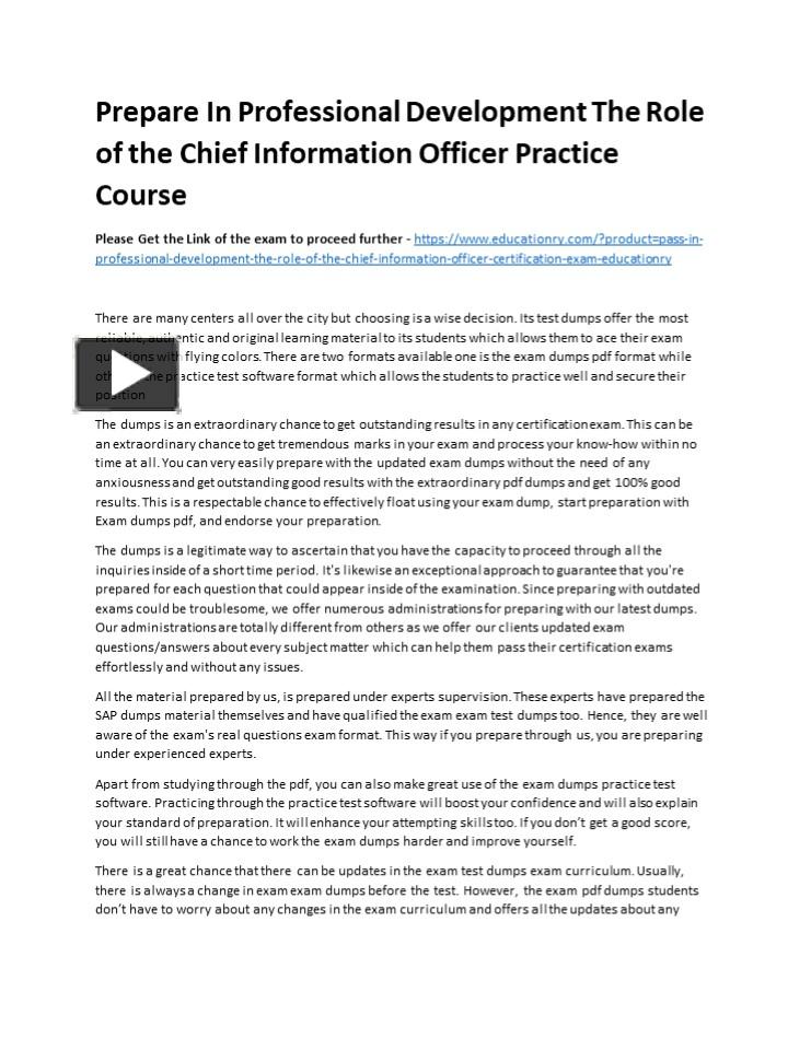 Prepare In Professional Development The Role of the Chief Information ...