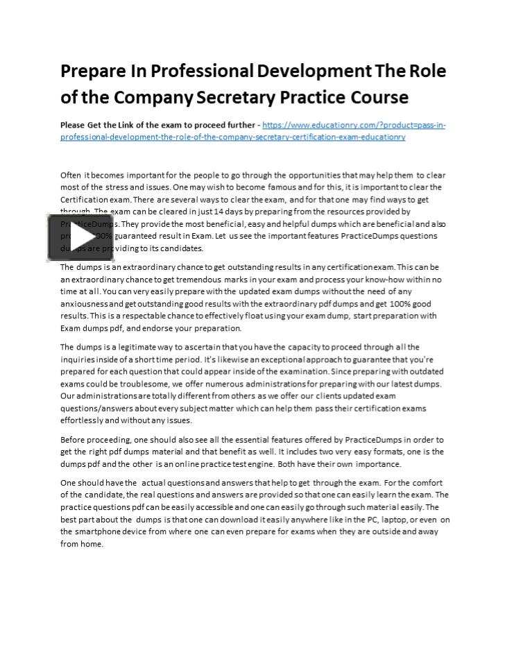 PPT – Prepare In Professional Development The Role of the Company ...