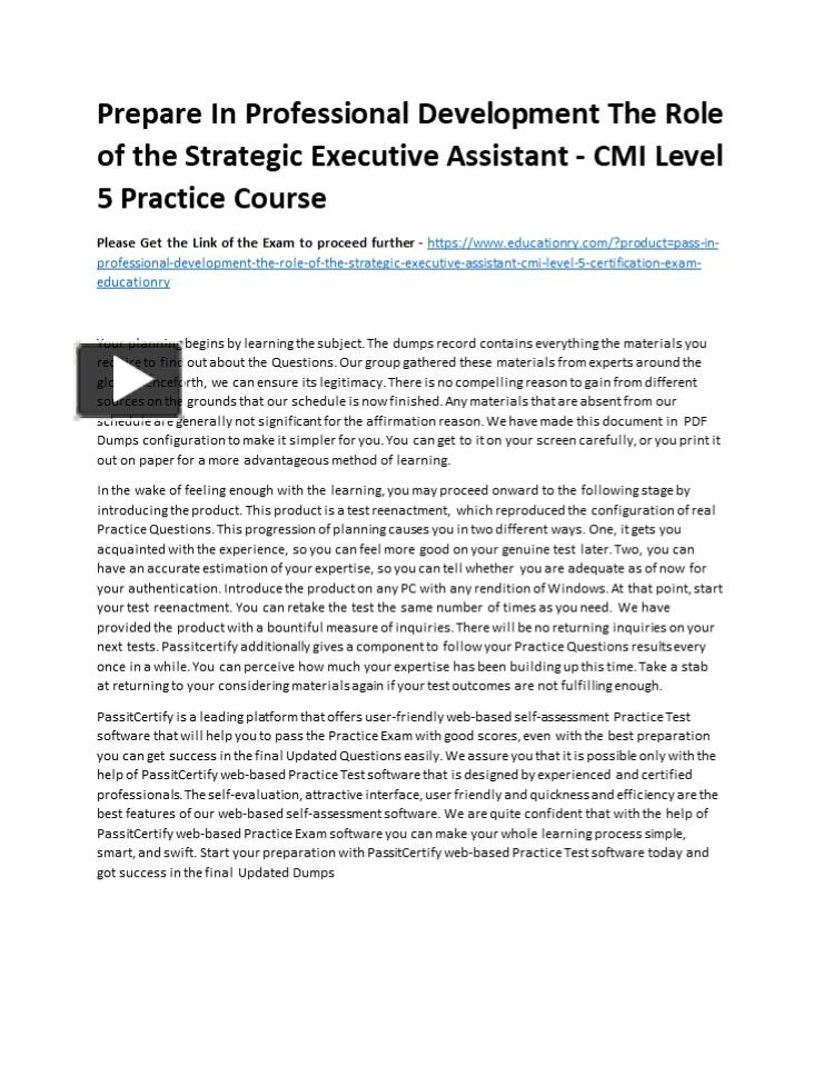Prepare In Professional Development The Role of the Strategic Executive ...