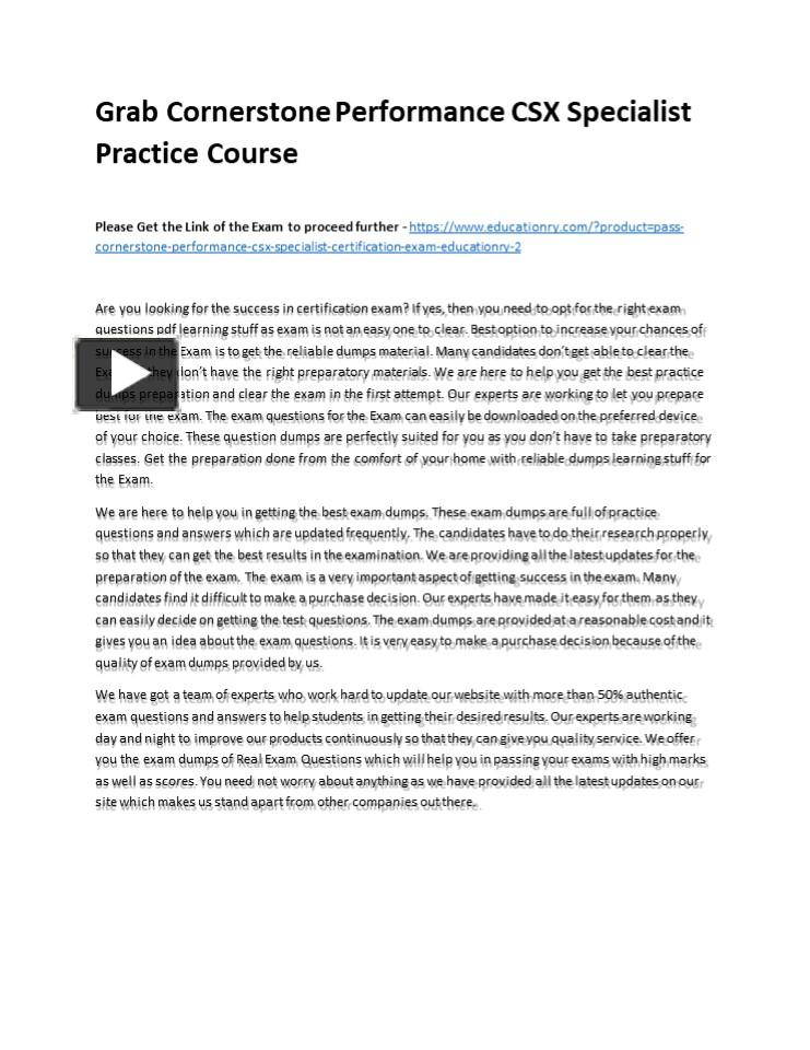 PPT – Grab Cornerstone Performance CSX Specialist Practice Course ...