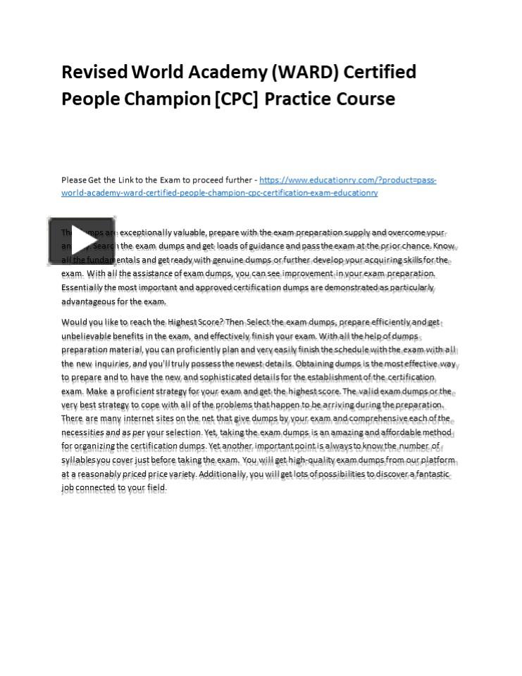 PPT – Revised World Academy (WARD) Certified People Champion [CPC ...