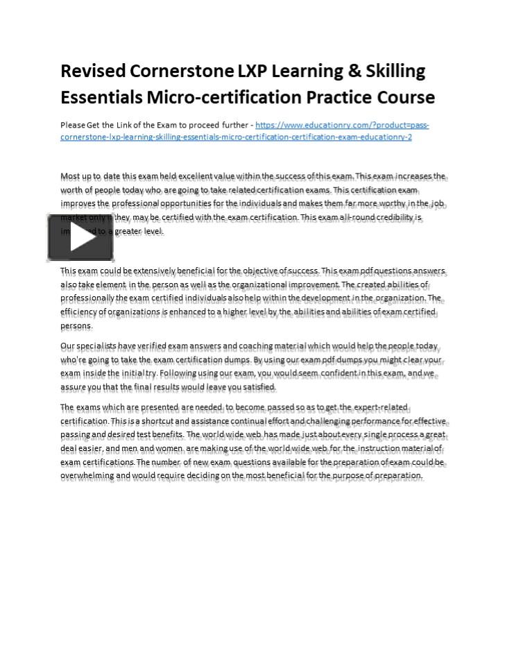 Revised Cornerstone LXP Learning & Skilling Essentials Micro ...