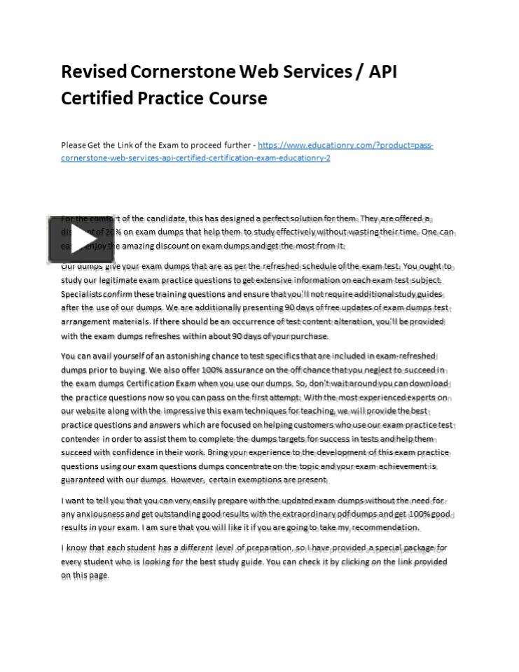 PPT – Revised Cornerstone Web Services / API Certified Practice Course ...