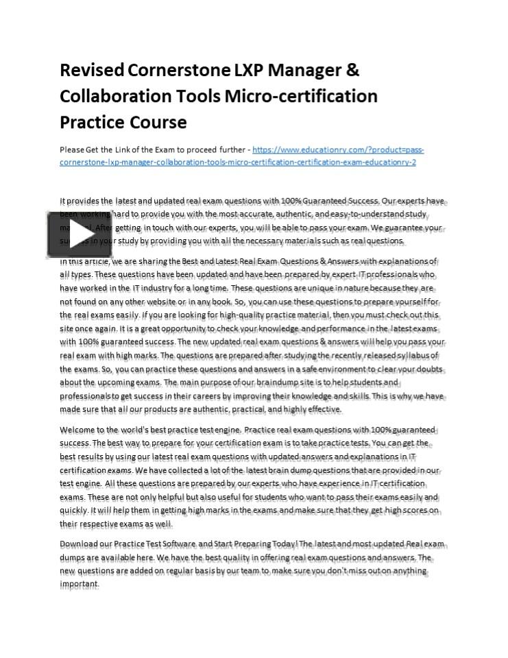 Revised Cornerstone LXP Manager & Collaboration Tools Micro ...