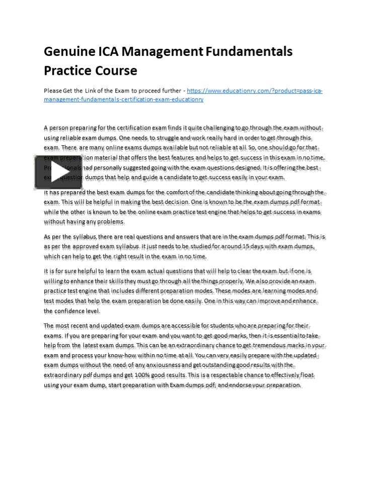 PPT – Genuine ICA Management Fundamentals Practice Course PowerPoint ...
