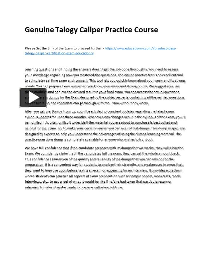 Genuine Talogy Caliper Practice Course presentation | free to download