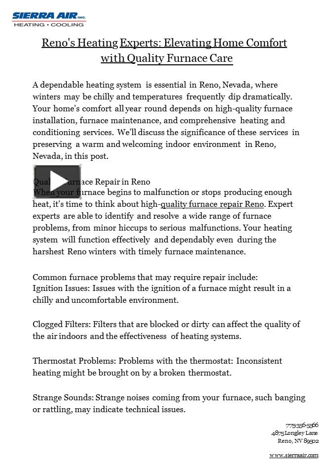 PPT – Reno's Heating Experts: Elevating Home Comfort with Quality ...