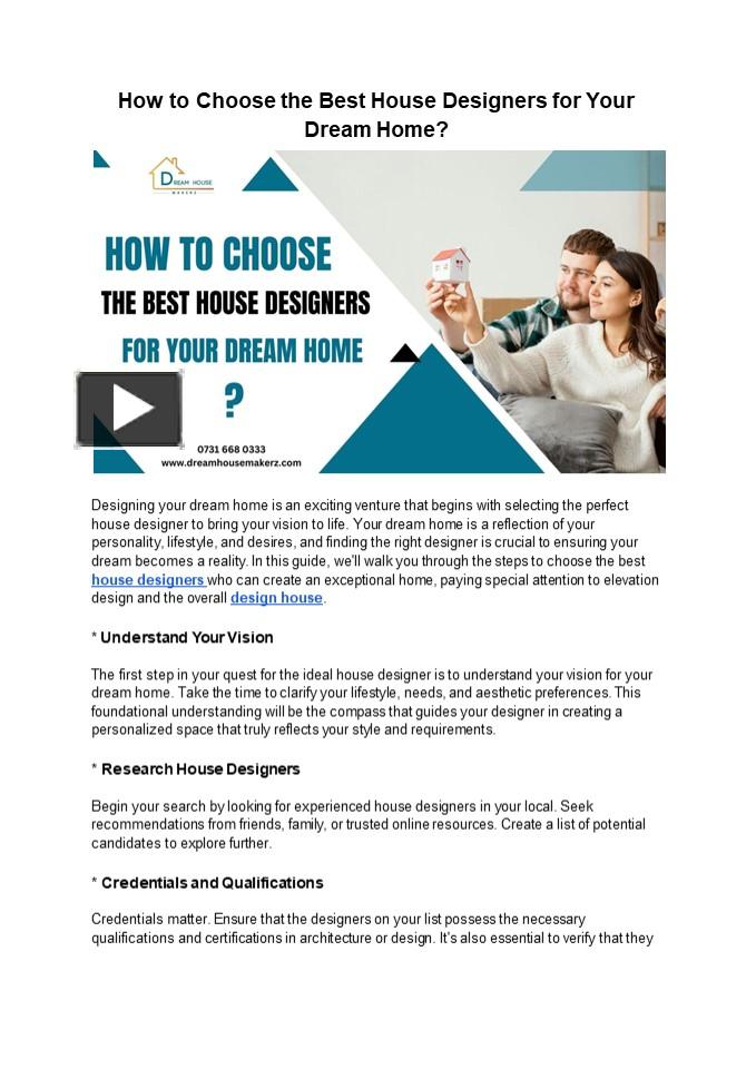 PPT – How to Choose the Best House Designers for Your Dream Home ...