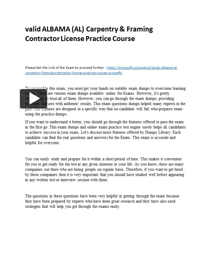 PPT – valid ALBAMA (AL) Carpentry & Framing Contractor License Practice ...