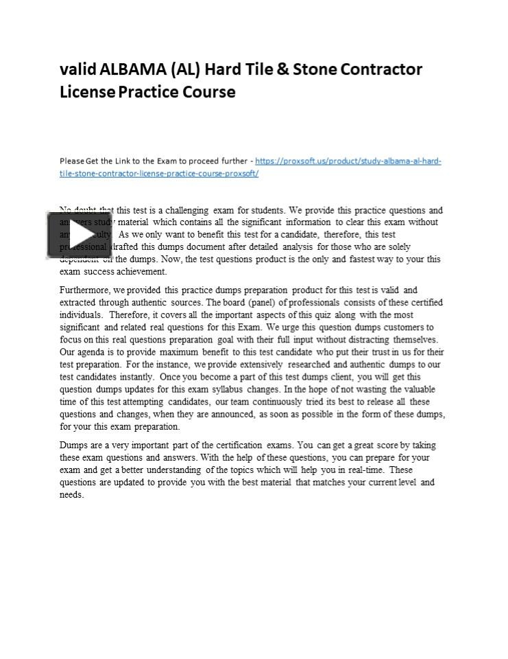 PPT – valid ALBAMA (AL) Hard Tile & Stone Contractor License Practice ...