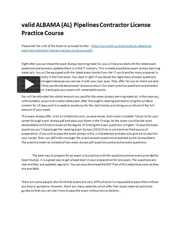 PPT – valid ALBAMA (AL) Pipelines Contractor License Practice Course ...