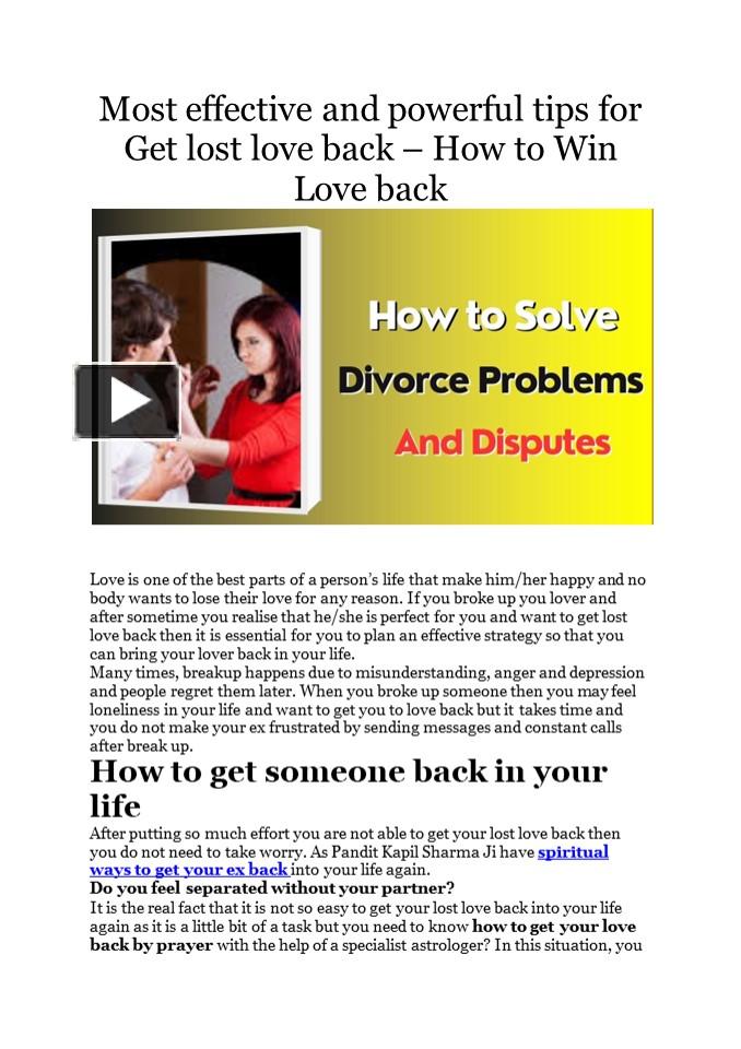 PPT – Most effective tips for Get lost love back - Get someone back in ...