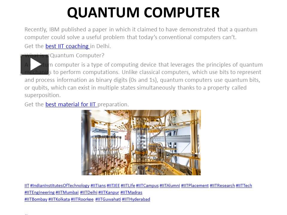 PPT – QUANTUM COMPUTER PowerPoint presentation | free to download - id ...