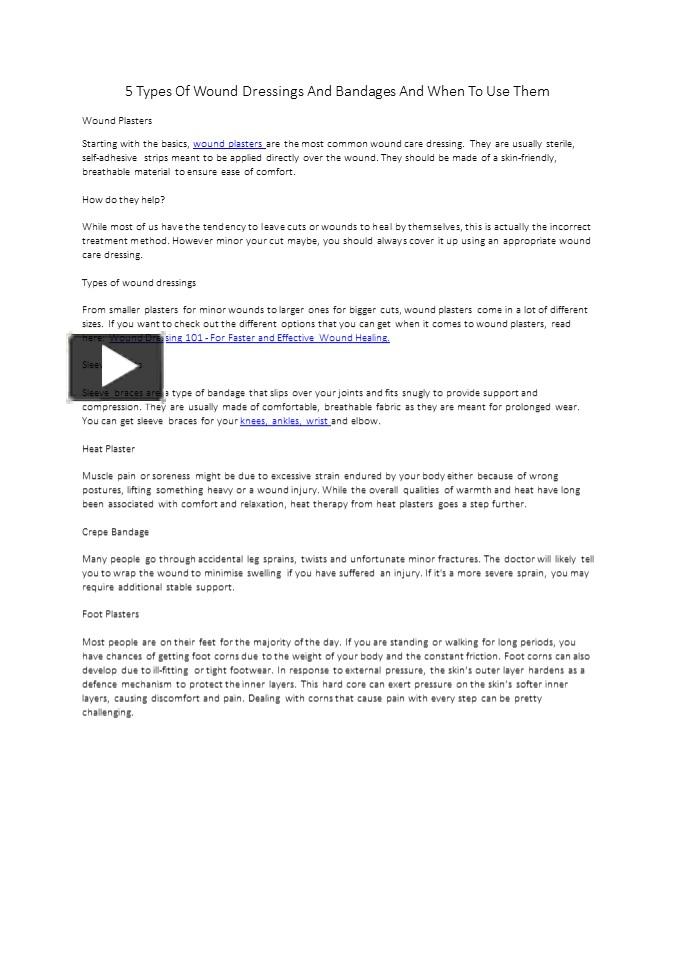 5 Types Of Wound Dressings And Bandages And When To Use Them ...