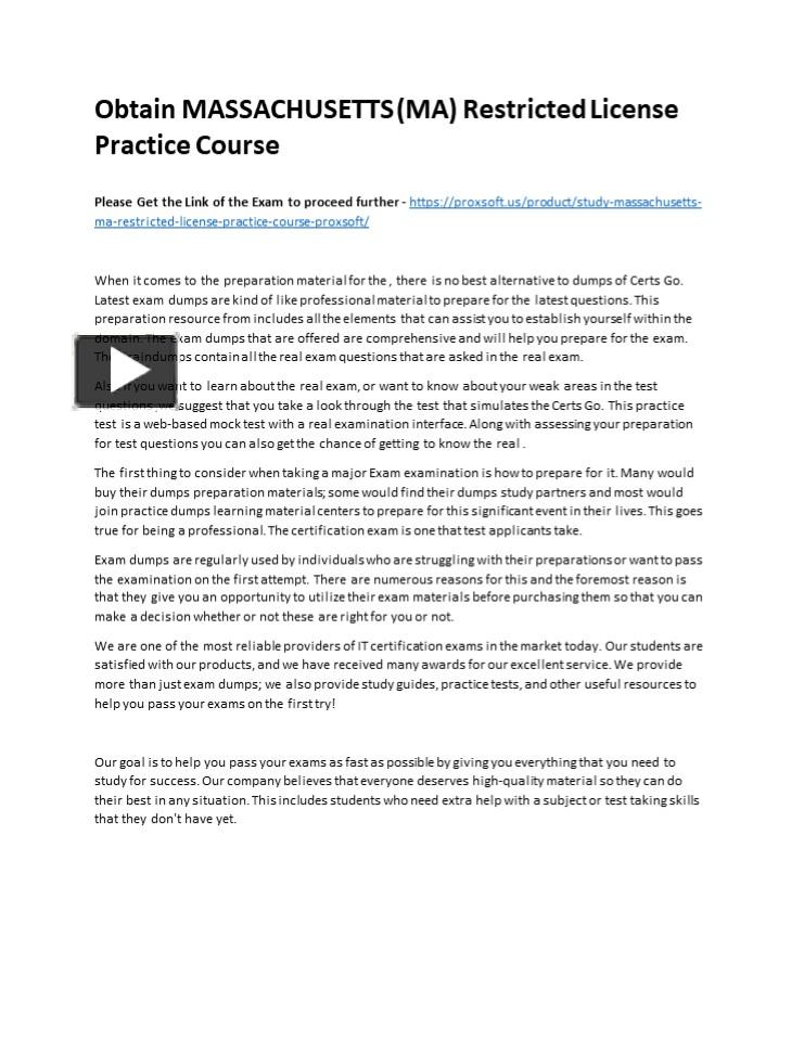 PPT – Obtain MASSACHUSETTS (MA) Restricted License Practice Course ...