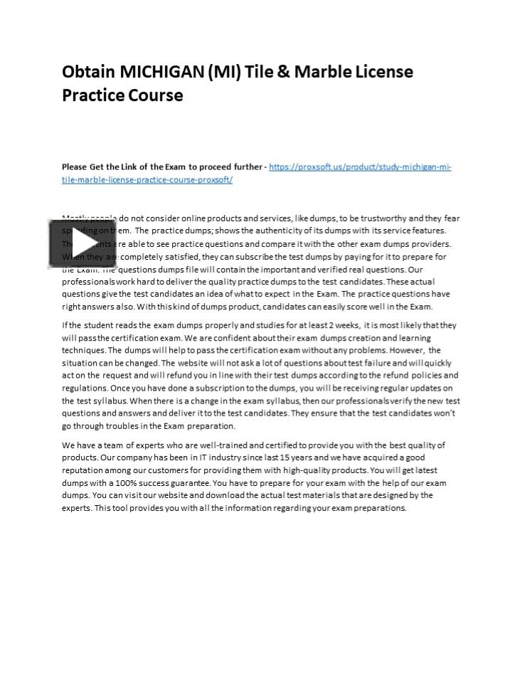 PPT – Obtain MICHIGAN (MI) Tile & Marble License Practice Course ...