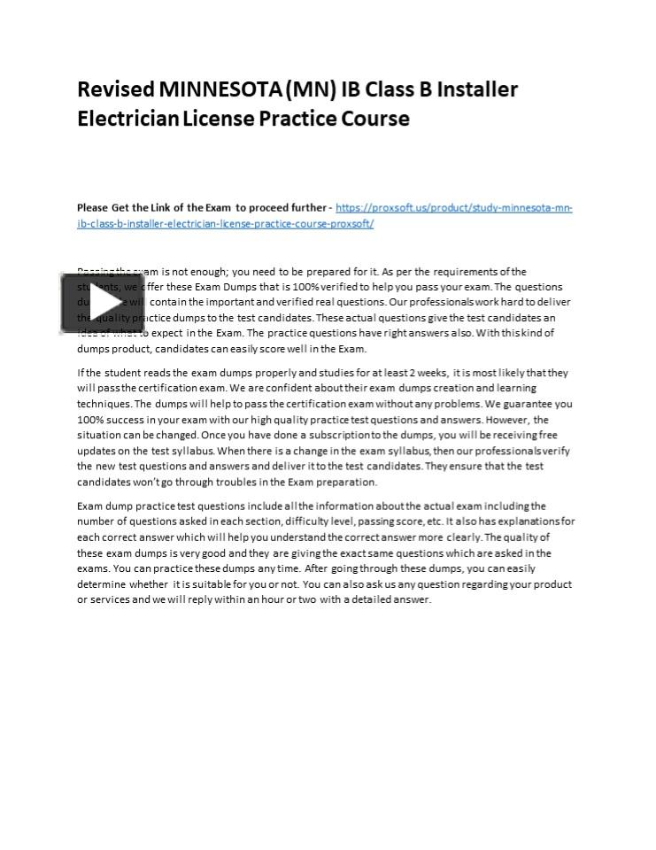 PPT – Revised MINNESOTA (MN) IB Class B Installer Electrician License ...