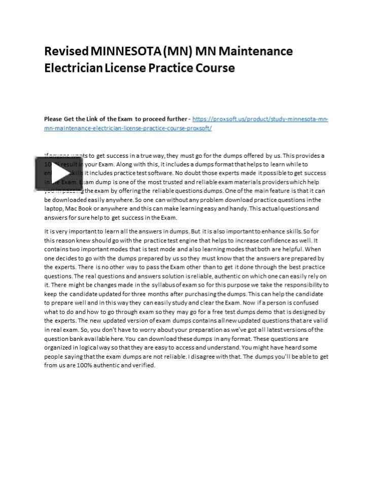 PPT – Revised MINNESOTA (MN) MN Maintenance Electrician License ...