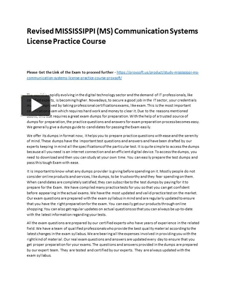 PPT – Revised MISSISSIPPI (MS) Communication Systems License Practice ...