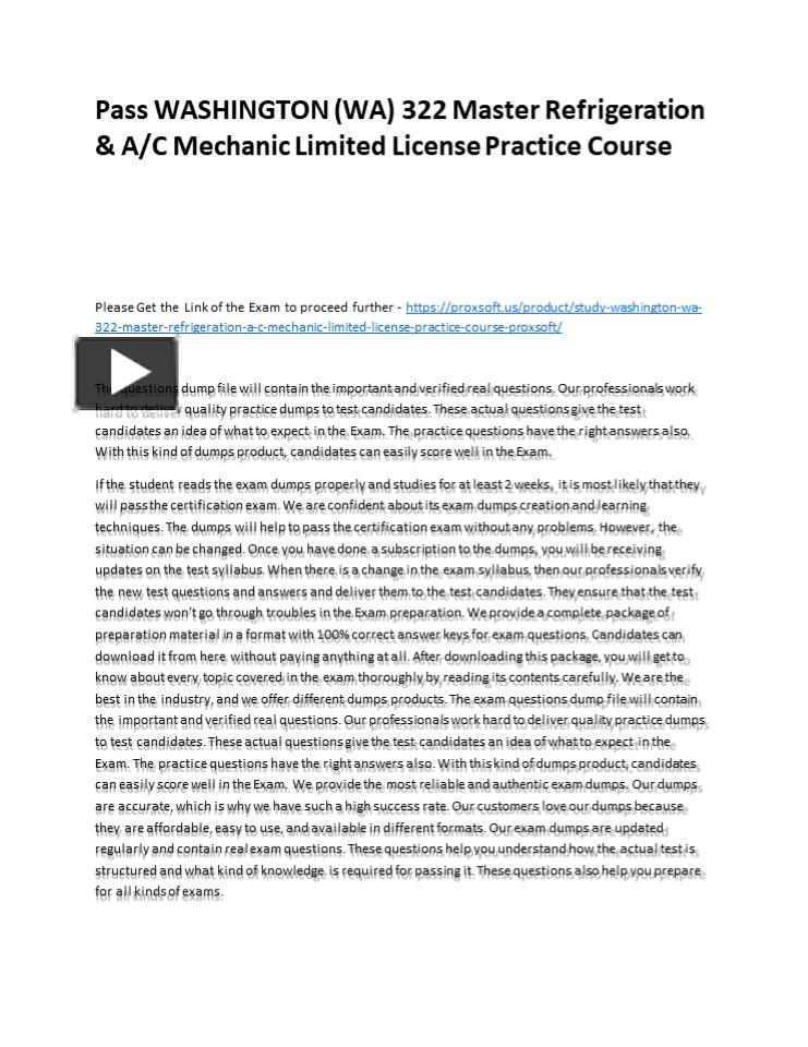 PPT – Pass WASHINGTON (WA) 322 Master Refrigeration & A/C Mechanic ...