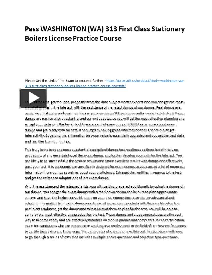 PPT – Pass WASHINGTON (WA) 313 First Class Stationary Boilers License ...