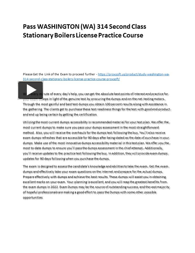 PPT – Pass WASHINGTON (WA) 314 Second Class Stationary Boilers License ...