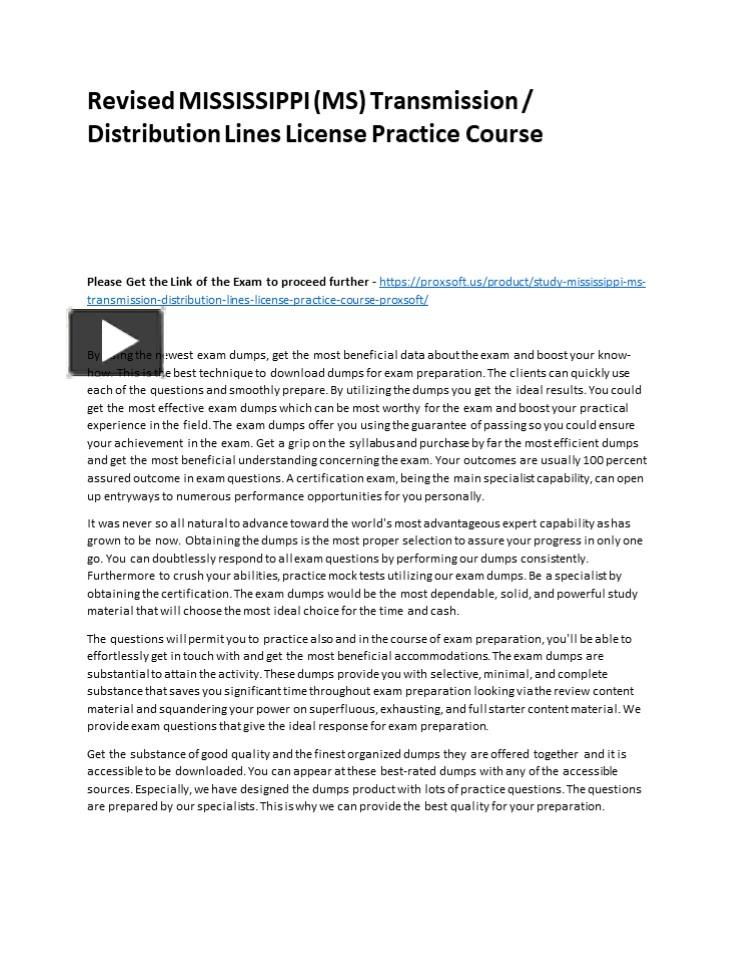 Revised MISSISSIPPI (MS) Transmission / Distribution Lines License ...