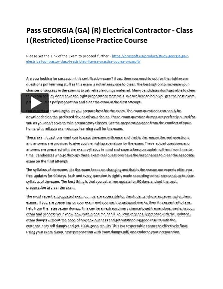 Pass GEORGIA (GA) (R) Electrical Contractor - Class I (Restricted ...