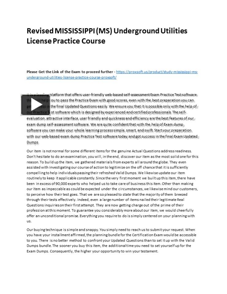 Revised MISSISSIPPI (MS) Underground Utilities License Practice Course ...