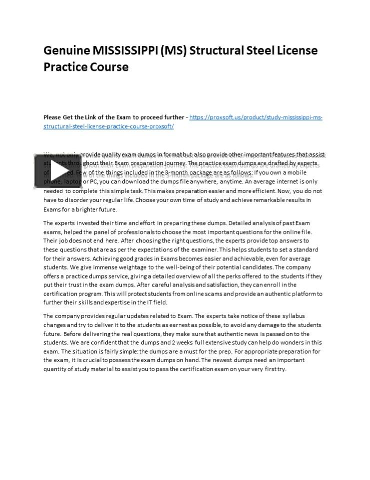 PPT – Genuine MISSISSIPPI (MS) Structural Steel License Practice Course ...