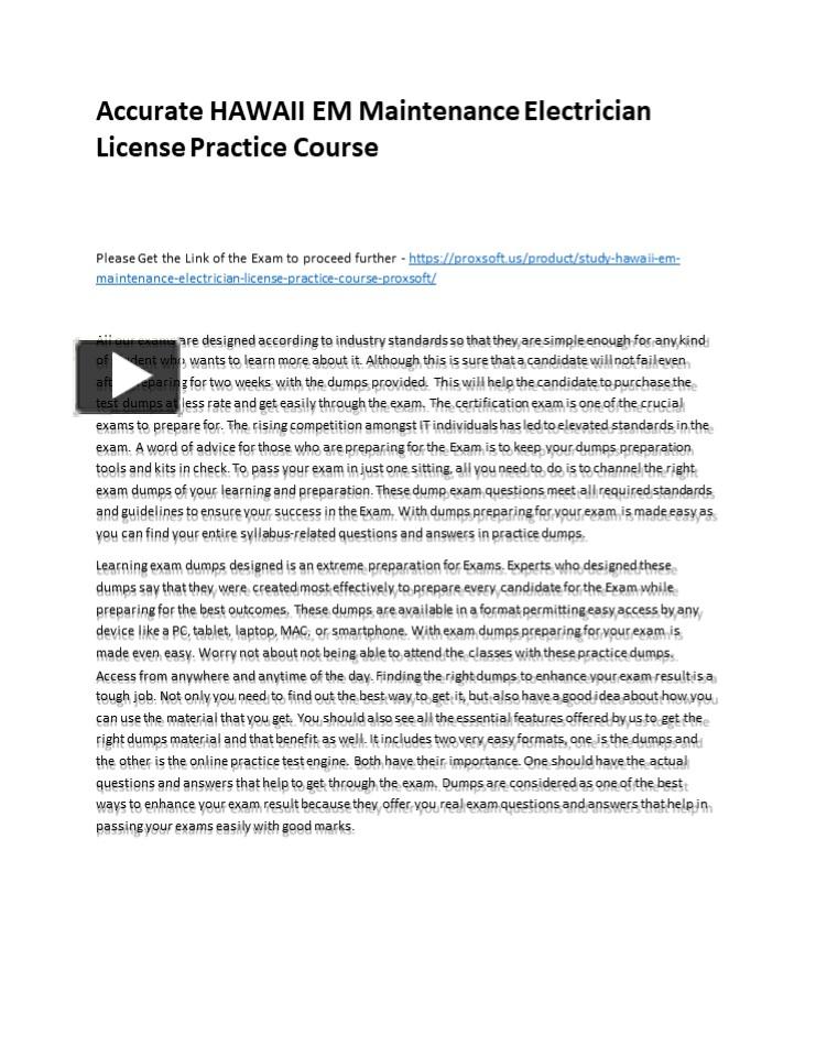 Accurate HAWAII EM Maintenance Electrician License Practice Course ...
