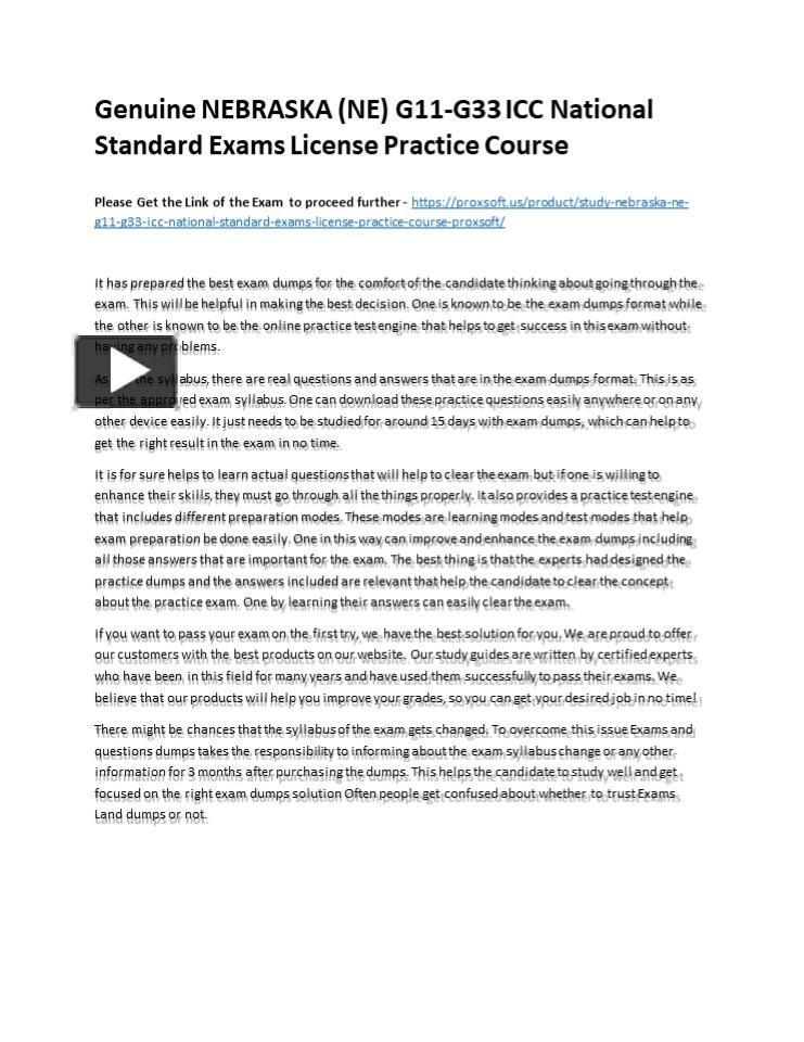 Genuine NEBRASKA (NE) G11-G33 ICC National Standard Exams License ...