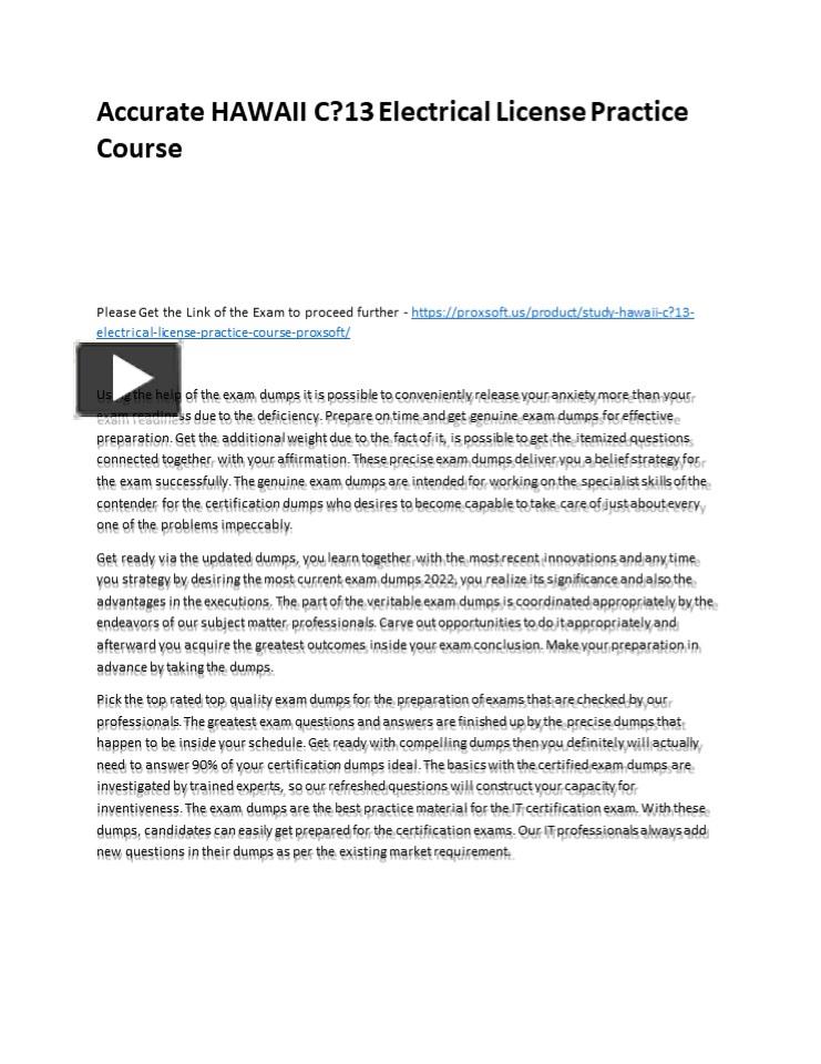 PPT – Accurate HAWAII C?13 Electrical License Practice Course ...