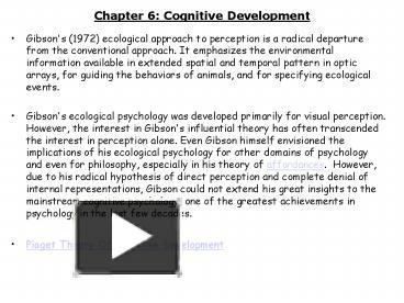 PPT – Chapter 6: Cognitive Development PowerPoint presentation | free ...