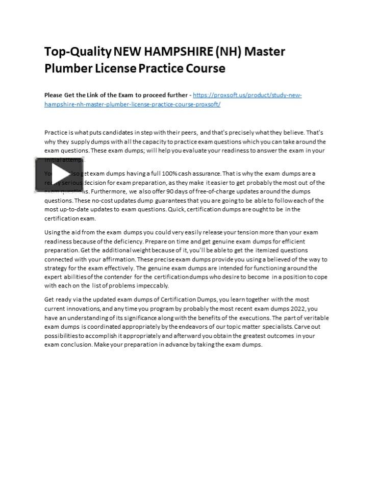 PPT – Top-Quality NEW HAMPSHIRE (NH) Master Plumber License Practice ...